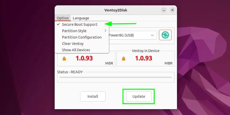 Jak povolit podporu zabezpečeného spouštění pro Ventoy