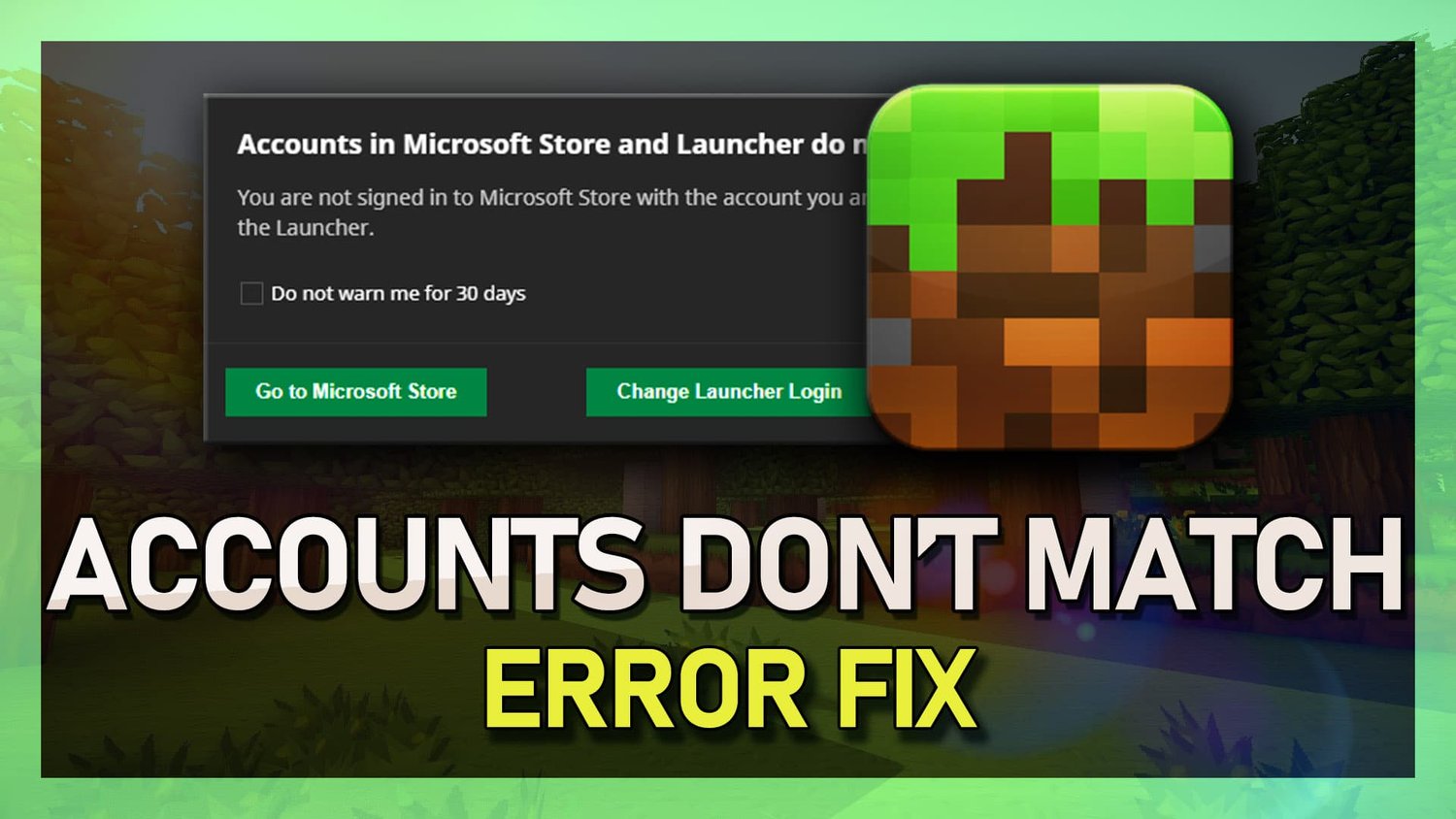 Fix Minecraft “Regnskaber i Microsoft Store og Launcher Match Don't ...
