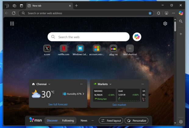 Microsoft Edge får Copilot AI baseret New Tab Page, dropper MSN på ...
