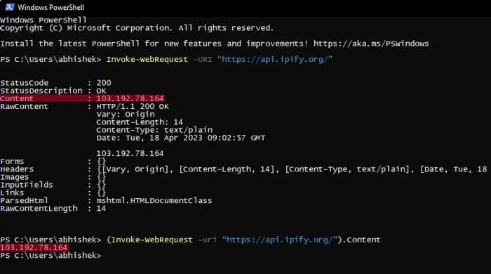 So erhalten Sie eine IP-Adresse in PowerShell (privat und öffentlich ...