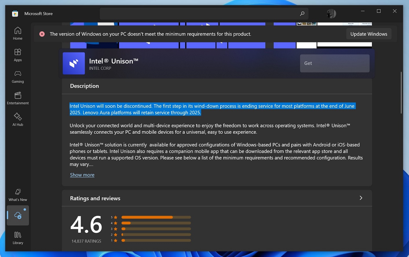 Der Support für Intel Unison endet unter Windows 11 im Juni und die ...