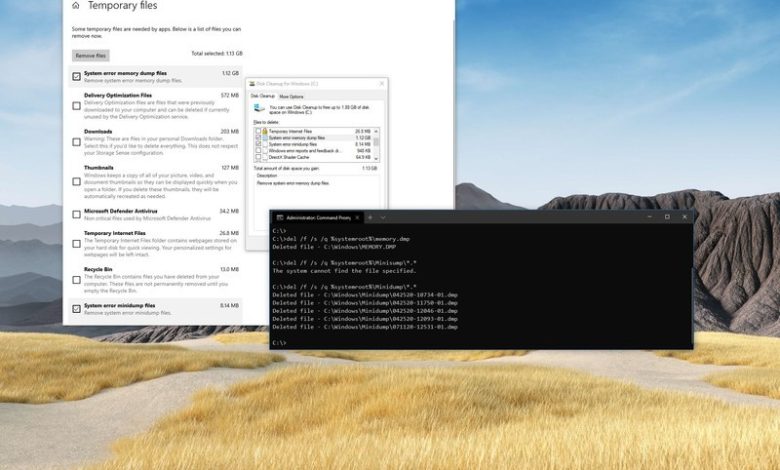 So löschen Sie Systemfehler-Speicherabbilddateien in Windows 10