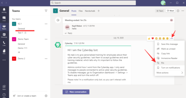 So pinnen Sie eine Nachricht in Microsoft Teams - Mundo Geek