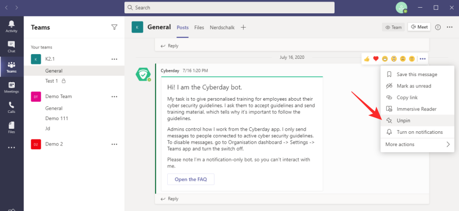 So pinnen Sie eine Nachricht in Microsoft Teams - Mundo Geek