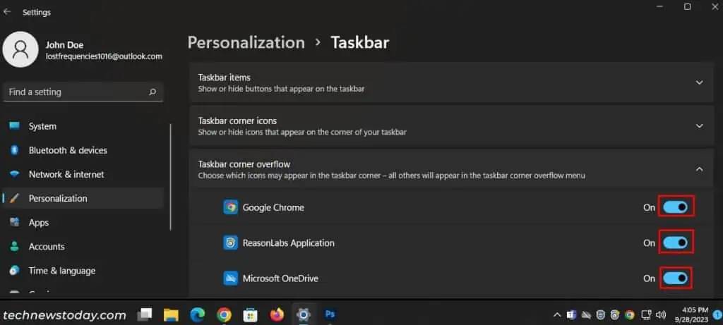 Afficher toutes les icônes de la barre des tâches dans Windows 11 : 3 ...