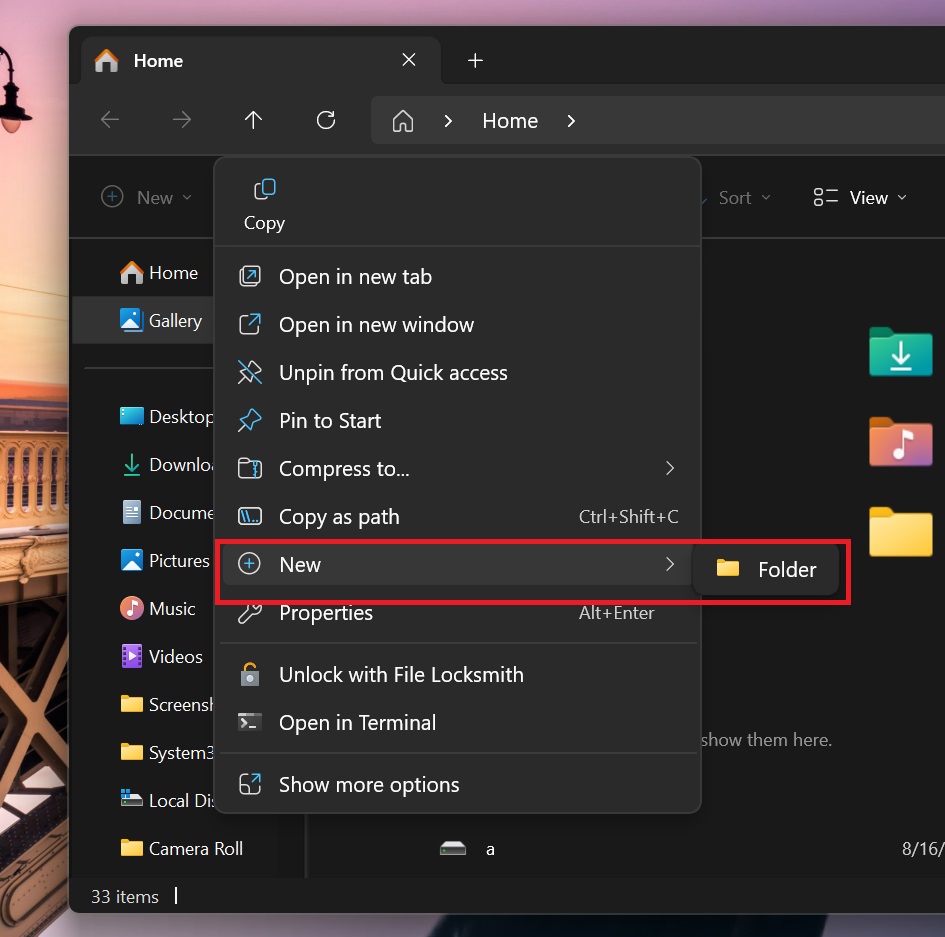 Le contexte moderne de l'Explorateur de fichiers Windows 11 obtient l ...