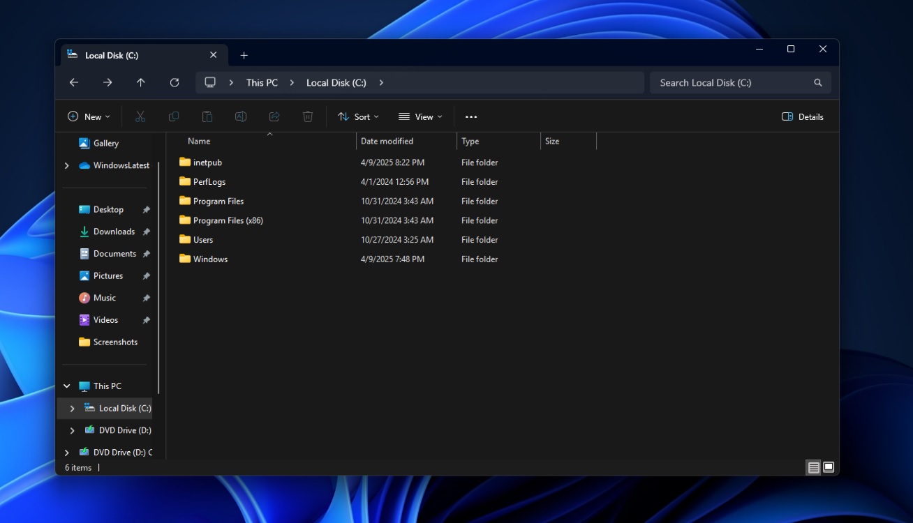 Le problème Windows 11 KB5055523 crée un dossier «Inetpub» de nulle part