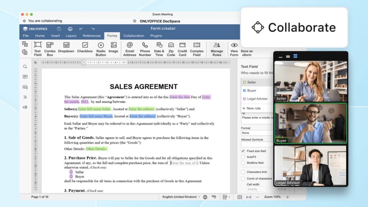 Collaborez sur des documents via ONLYOFFICE DocSpace pour Zoom