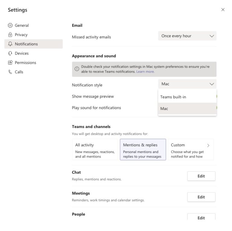 Pembaruan Tim Microsoft untuk MacOS akan memungkinkan pemberitahuan asli