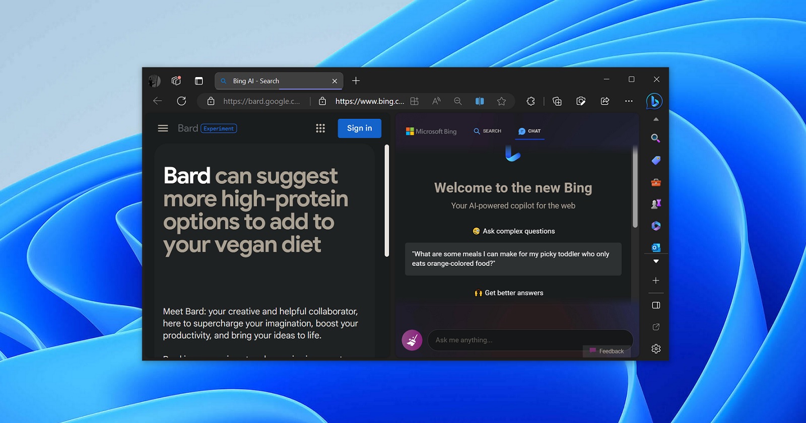 Microsoft's Bing AI Ads Target Google Bard di Browser Edge Windows 11