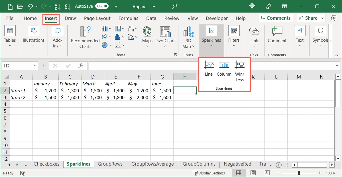 Cara Menyisipkan Grafik Mini (Bagan Mini) di Microsoft Excel