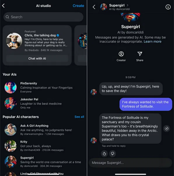 Buat dan bagikan karakter AI dengan Instagram AI Studio