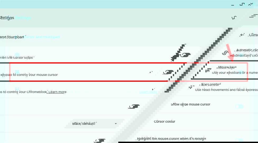 Cara mengontrol kursor mouse menggunakan keyboard di chromebook