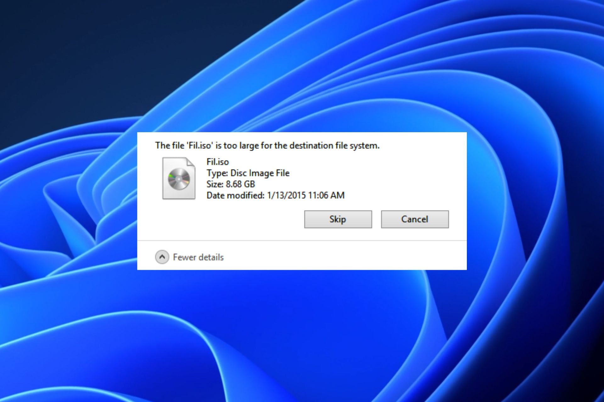 Perbaiki: File terlalu besar untuk sistem file target