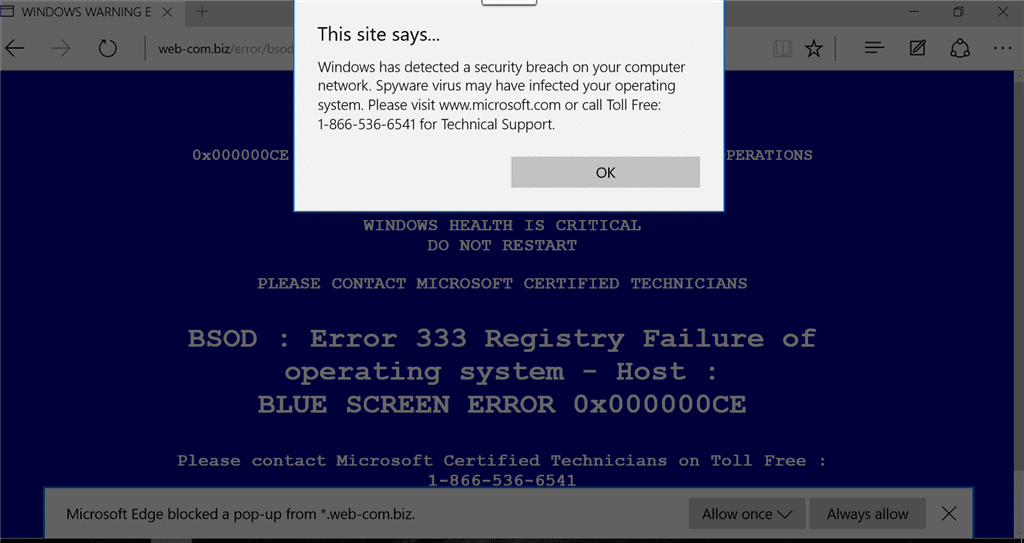 [ASK] Kesalahan layar biru di Microsoft Edge