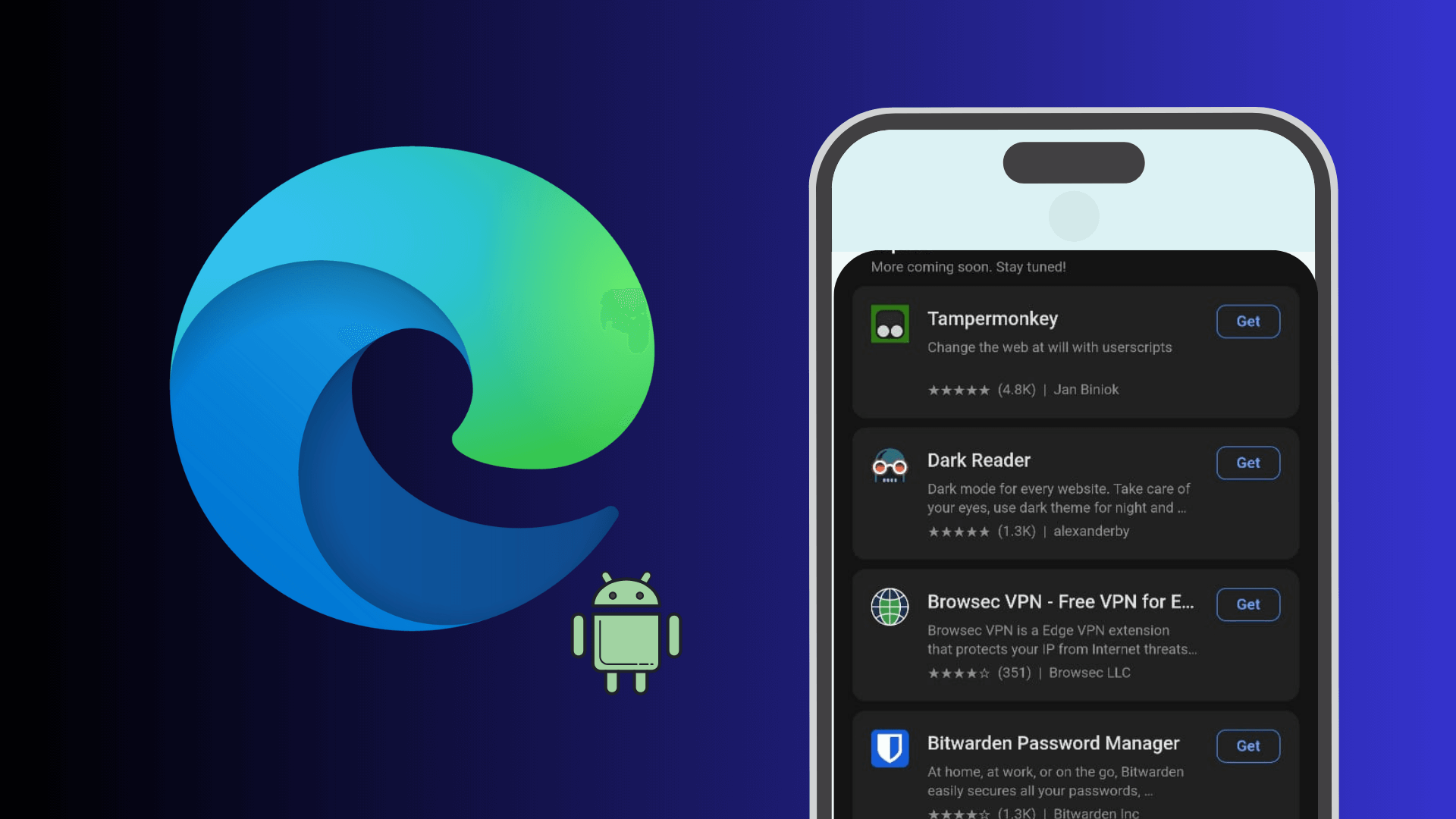 Microsoft Edge slær Google Chrome, fær viðbætur verslun (vef) á Android