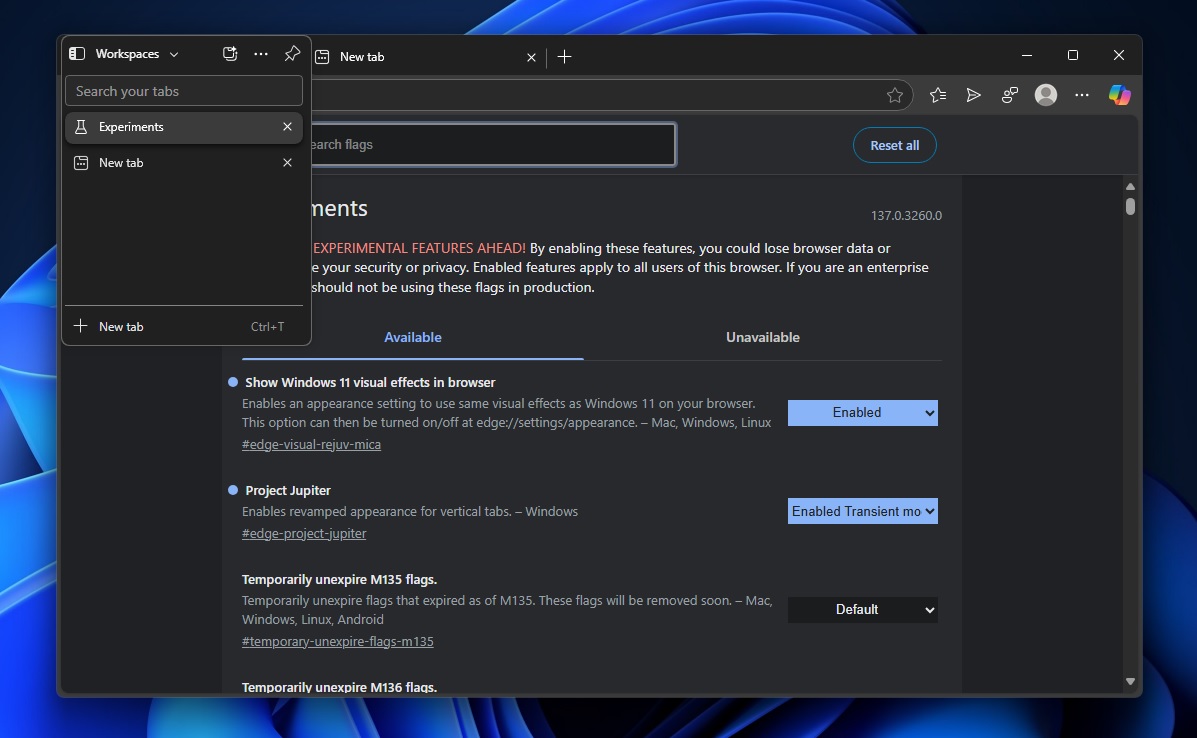 Lóðréttir flipar Microsoft Edge eru að verða uppfærðir, sem gefur aðra ...
