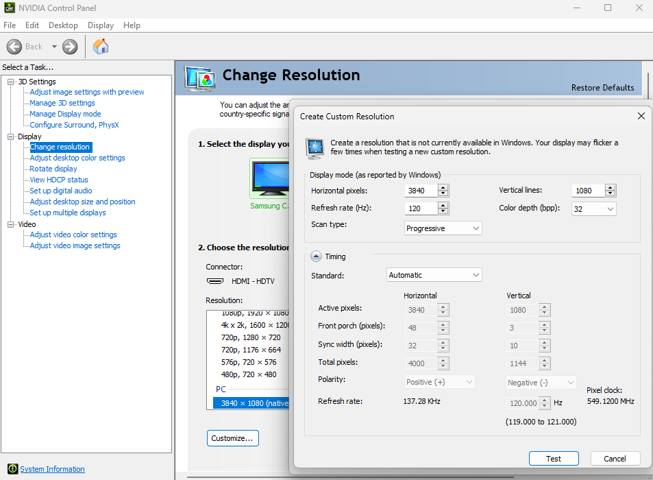 Pannello di controllo Nvidia - Come creare una risoluzione personalizzata