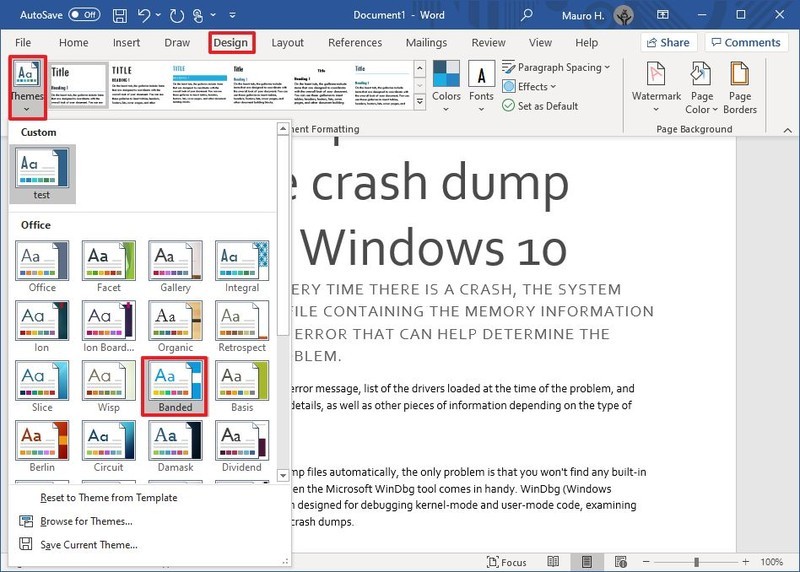 Come utilizzare temi e stili di contenuto in Microsoft Word