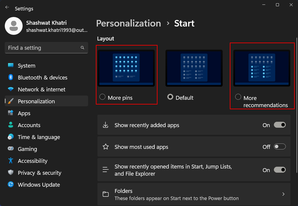 Come modificare il layout del menu Start in Windows 11