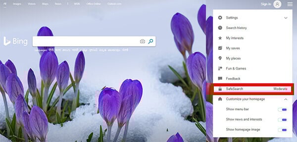 Come impostare la ricerca sicura in Bing Search per abilitare il filtro ...