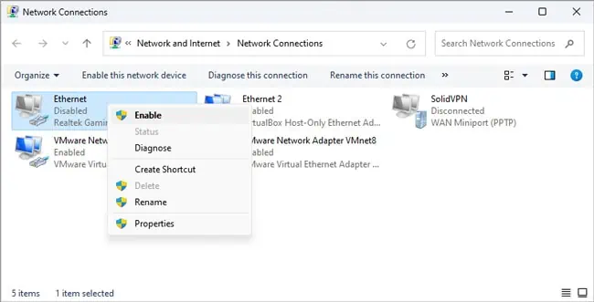 כיצד לאפס את מתאם Ethernet