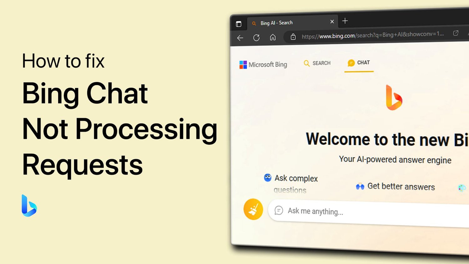 Bing Chatの修正リクエストを処理せず、エラーを表示しません