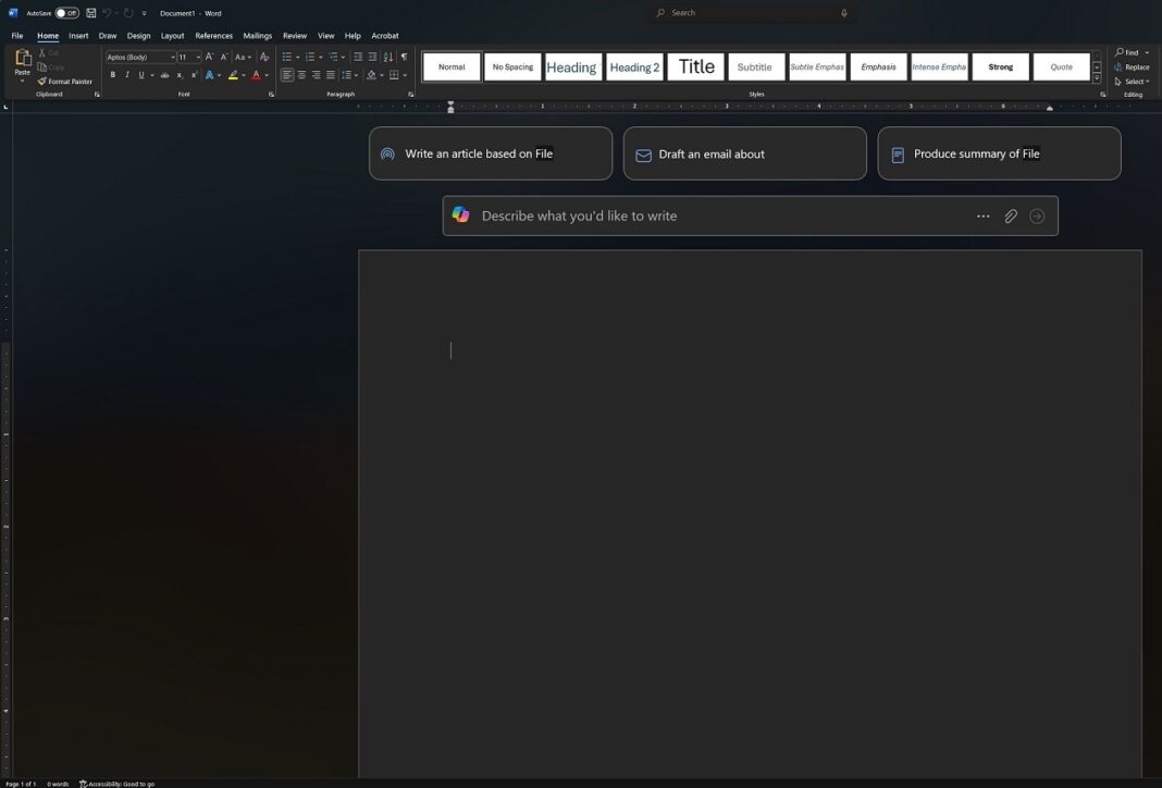 Windows 11: Microsoft 365 向け Copilot AI を活用した Word UI の概要