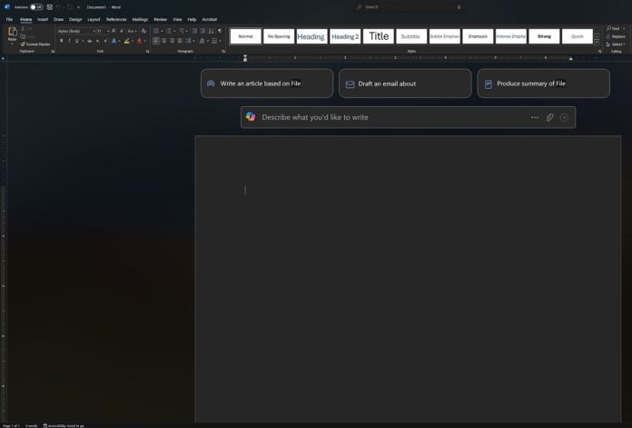 Windows 11: Microsoft 365 向け Copilot AI を活用した Word UI の概要