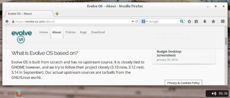 まず、Budgieデスクトップを使用してEvolve OSを見てください