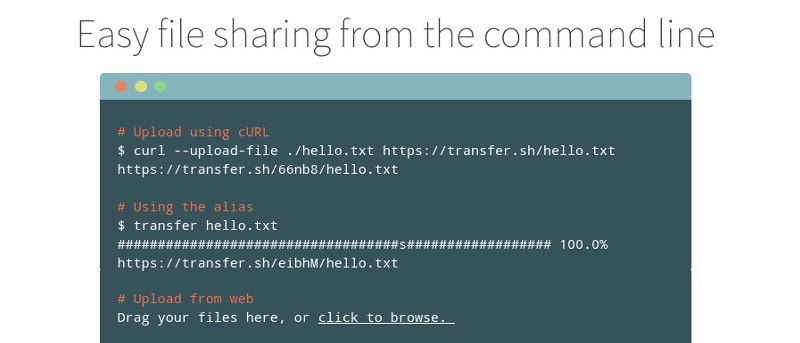 Transfer.sh を使用して Linux 上のターミナルで大きなファイルを転送する