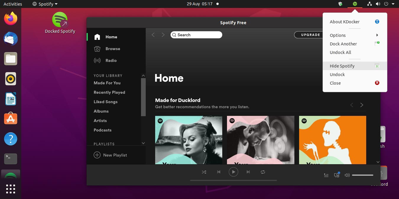 LinuxのシステムトレイへのSpotifyを最小限に抑える方法