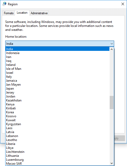 Windows 10 で国または地域を変更する方法