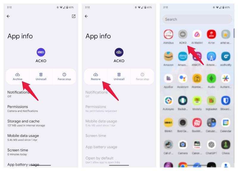 アプリをアーカイブして Android 15 のスペースを解放する