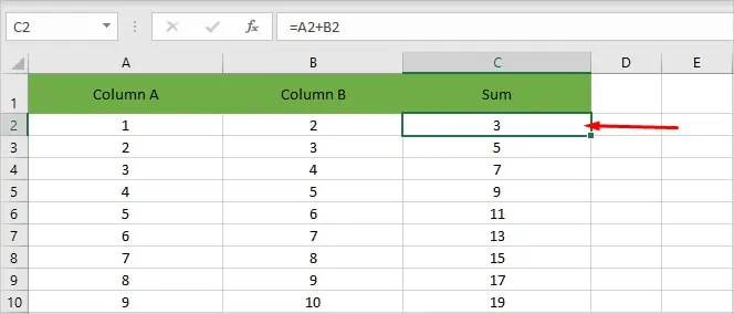 Cara Memohon Formula pada Keseluruhan Lajur dalam Excel