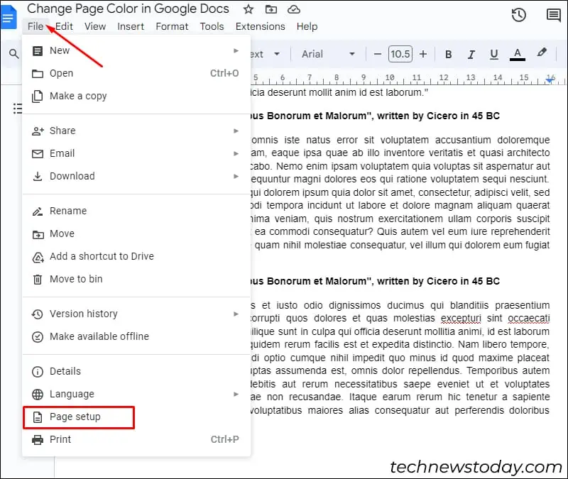 Cara Menukar Warna Halaman dalam Dokumen Google