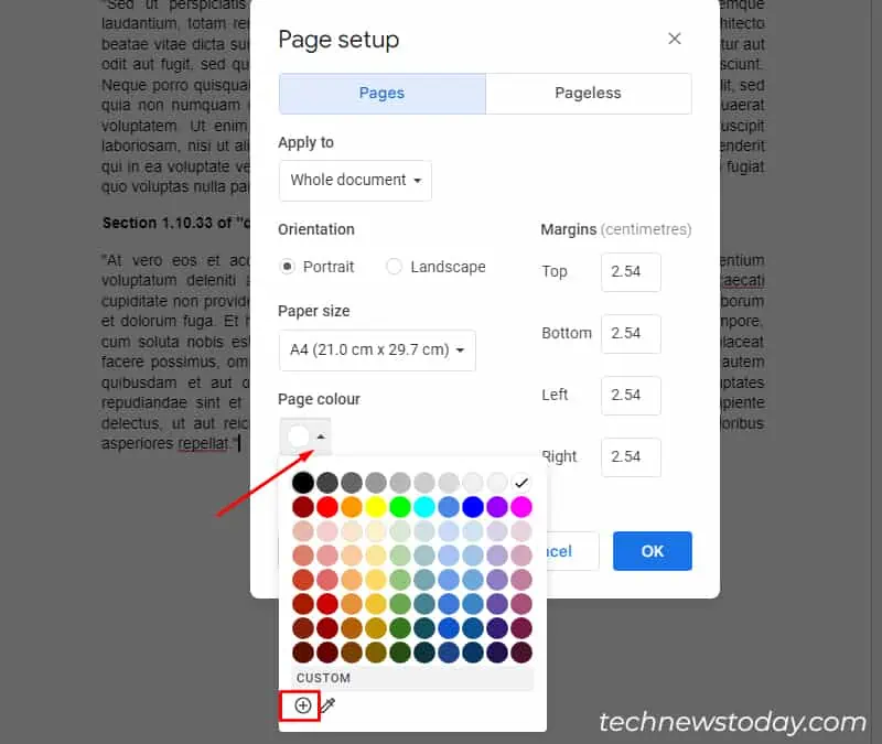 Cara Menukar Warna Halaman dalam Dokumen Google
