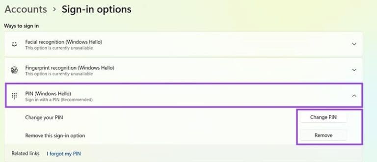 Stappen voor het in- en uitschakelen van pincodes in Windows 11 - Mundo Geek