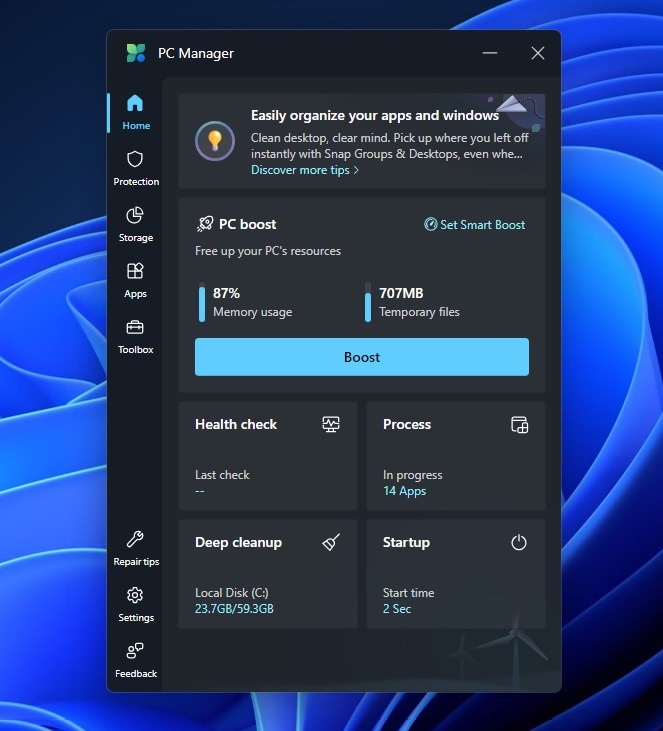 Windows 11 ytelsesforsterker Microsoft PC Manager legger til nye funksjoner