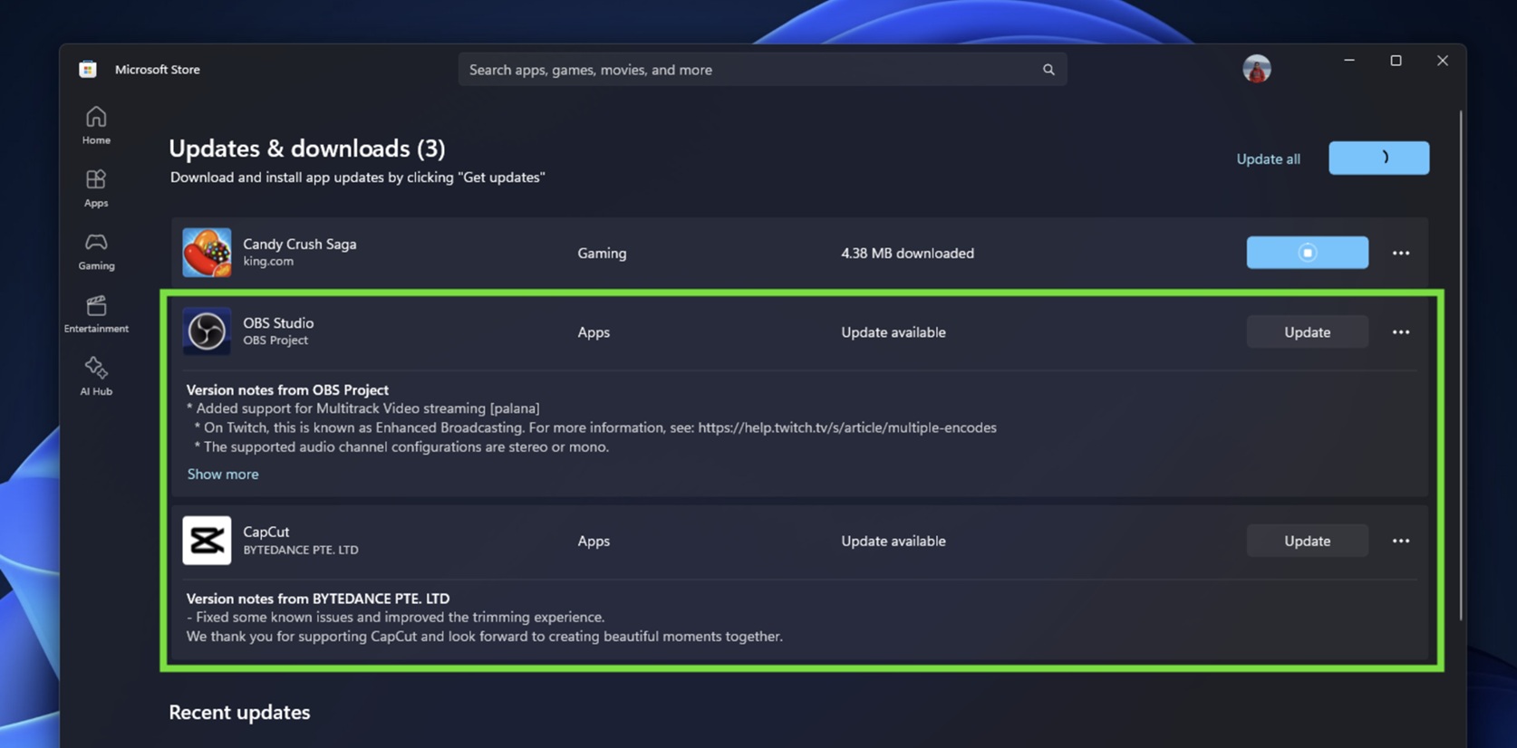Windows 11s Store bruker Winget til å oppdatere Win32-apper med tilpasset installasjonsprogram ...