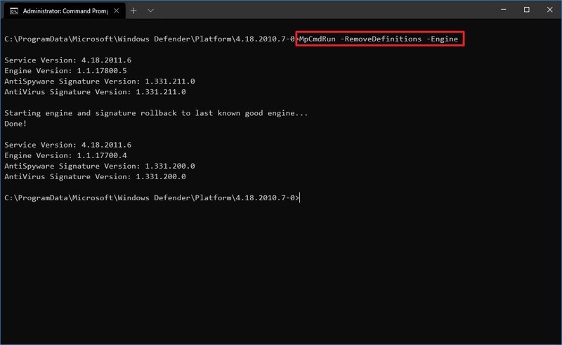 Slik bruker du Microsoft Defender Antivirus med ledetekst i Windows 10