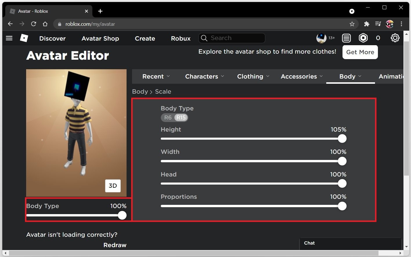 Jak zmienić wysokość awatara Robloxa