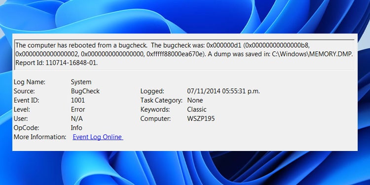 Correção: o computador foi reinicializado após uma verificação de bug ...