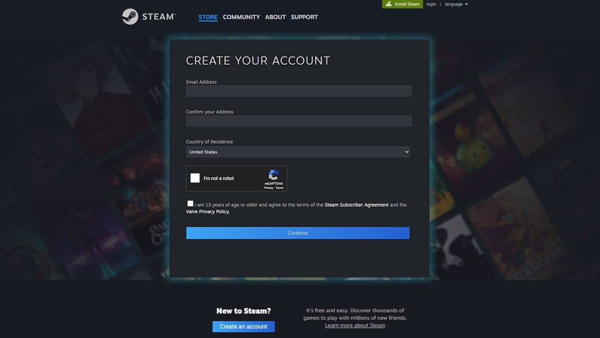Como fazer uma conta Steam?