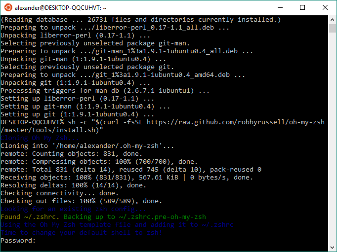 Como instalar zsh e Oh My Zsh no Windows 10