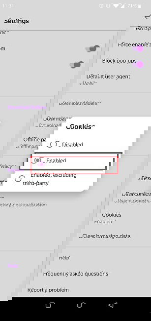 Como ativar cookies em seu navegador Android