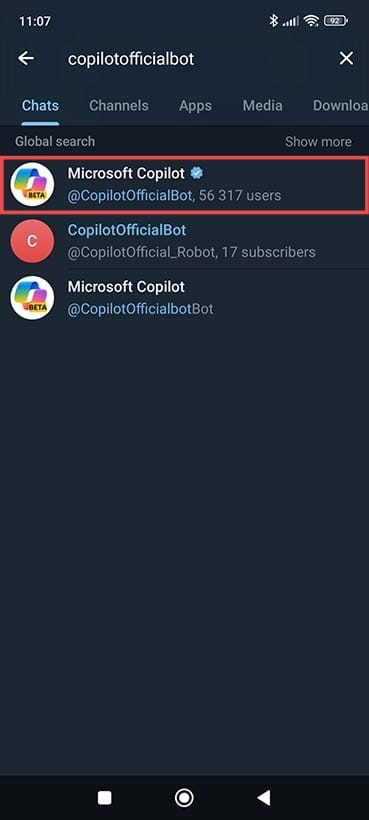 Maneiras de usar o Microsoft Copilot no Telegram