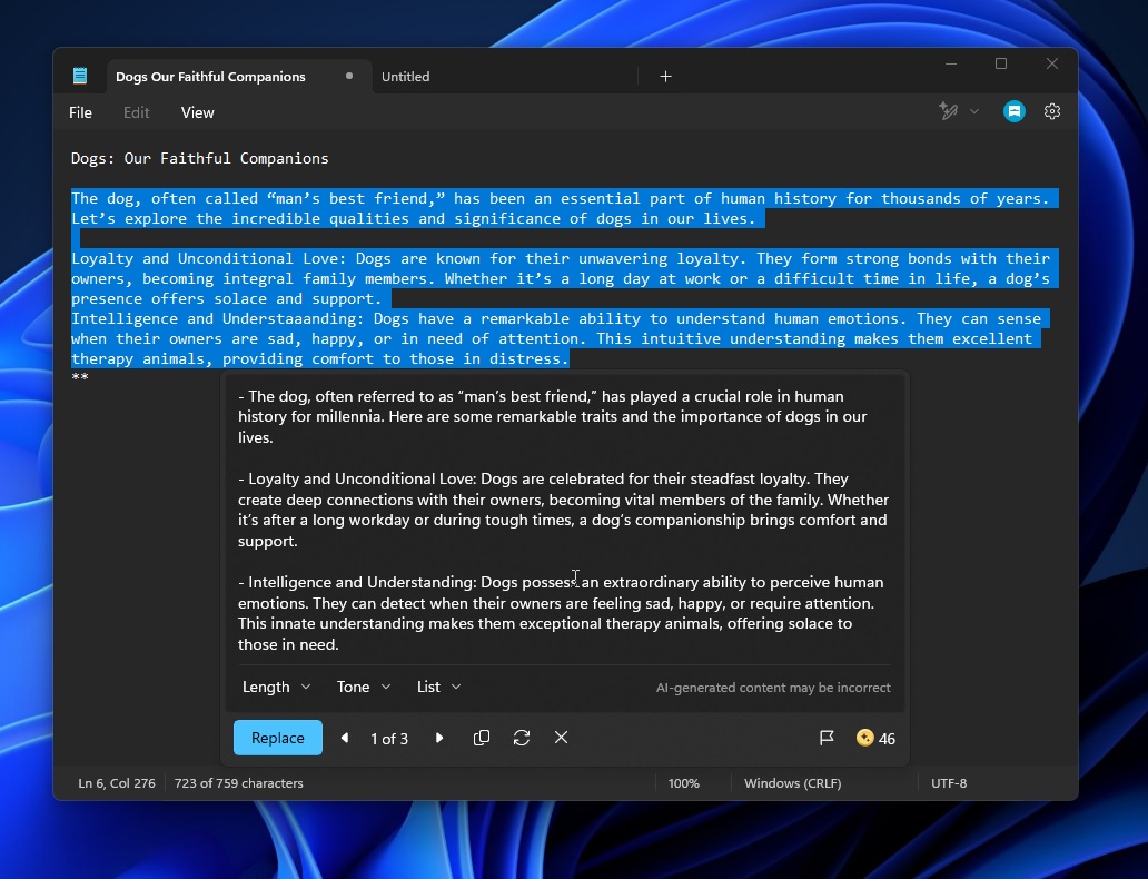 Händer på: Chatgpt Ai omskriver integration i Windows 11 Notepad gratis ...