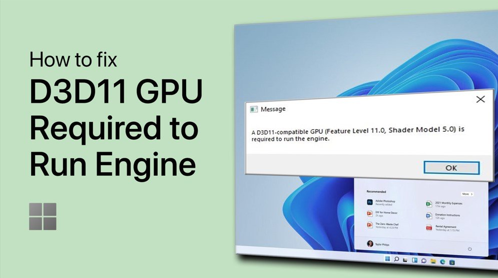 Cómo corregir una GPU compatible con "D3D11 se requiere para ejecutar ...