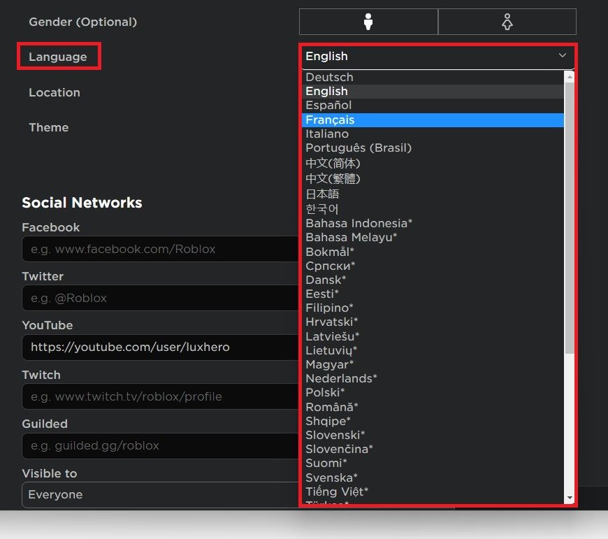 Cómo cambiar el lenguaje en Roblox